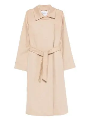 Max Mara MAX MARA Wool Long Coat With Belt And Wide Lapels Multicolor