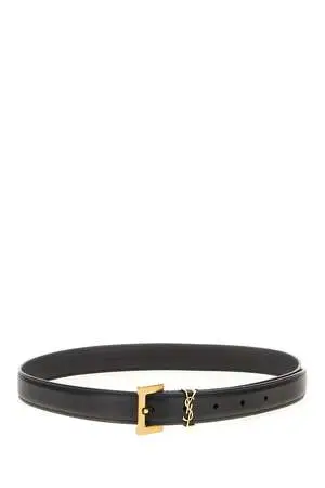 Saint Laurent Leather Belt With Monogram Buckle - Multicolor