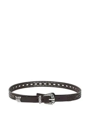 Etro Leather Belt With Perforated Details - Brown