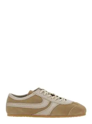 Dries Van Noten Beige Low-top Sneakers With Two-tone Lace-up In Suede - Multicolor