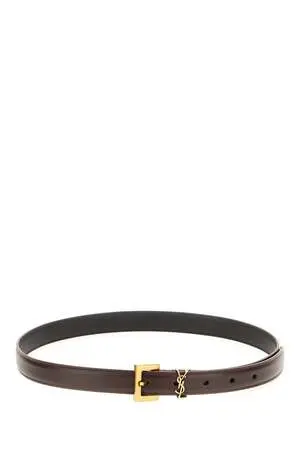Saint Laurent Leather Belt With Gold Tone Buckle - Multicolor