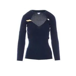 Bottega Veneta Ribbed Silk And Cashmere Knit Top With Gold-tone Hardware