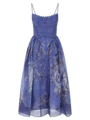 Zimmermann Rebellion Mermaid Picnic Floral Print Maxi Dress - Blue