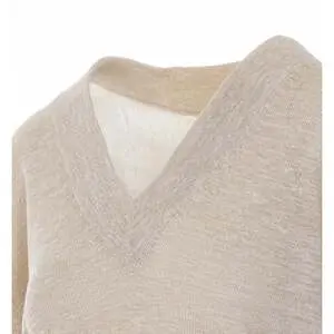 Brunello Cucinelli Beige V-neck Long-sleeve Sweater - Cream