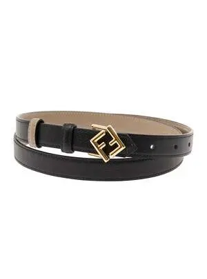 Fendi FENDI Black Leather Belt With FF Double Closure Multicolor