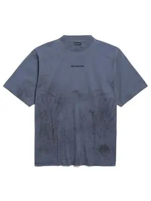 Balenciaga Back Medium Fit T-shirt In Faded Jersey - Blue
