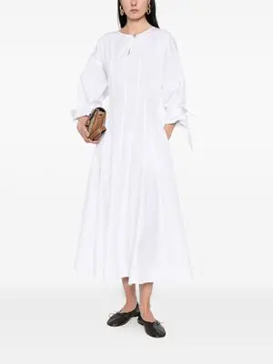Celine Cotton Long Dress With Tie Cuffs