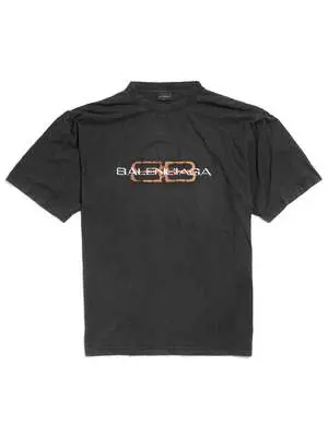 Balenciaga Bb Icon Stencil Medium Fit T-shirt In Faded Jersey - Black