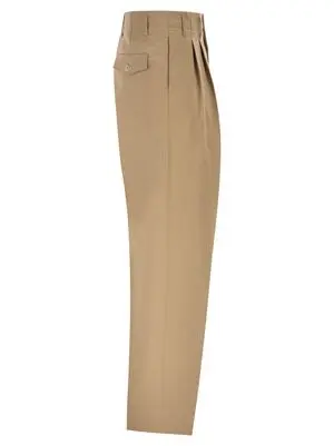 Brunello Cucinelli Tailored Cotton And Linen Trousers With Pleats - Cream