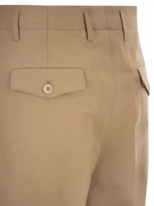 Brunello Cucinelli Tailored Cotton And Linen Trousers With Pleats - Cream