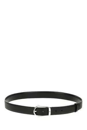 Montblanc Black Saffiano Leather Belt With Silver Tone Buckle - Multicolor
