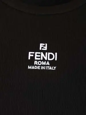 Fendi Ribbed Cropped Top With Logo Detail