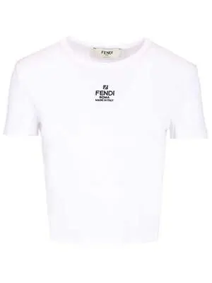 Fendi Ribbed Cropped Top With Logo Detail