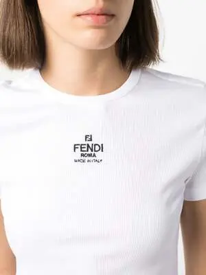 Fendi Ribbed Cropped Top With Logo Detail