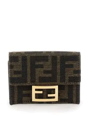 Fendi Trifold Wallet 'micro Baguette' In Ff Fabric Brown - Multicolor