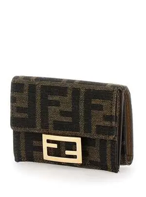 Fendi Trifold Wallet 'micro Baguette' In Ff Fabric Brown - Multicolor