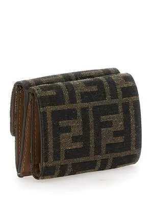Fendi Trifold Wallet 'micro Baguette' In Ff Fabric Brown - Multicolor