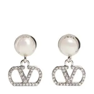 Valentino Garavani Vlogo Signature Heart Faux Pearl Earrings - Silver