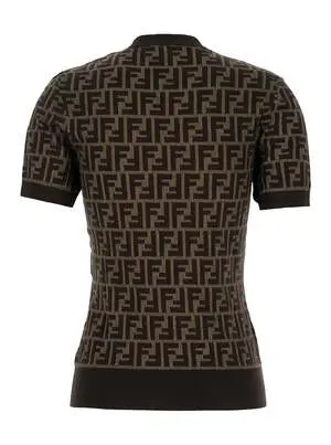 Fendi Short Sleeve T-shirt With All-over Ff Motif - Multicolor