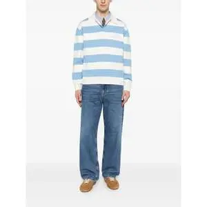 Axel Arigato Striped Cotton Wool Blend Polo Knitwear