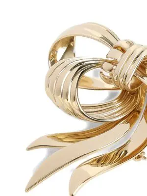Miu Miu Gold Tone Bow Brooch - Silver