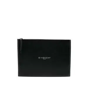 Givenchy Calf Leather Clutch Bag With Logo - Black