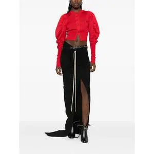 VIVIENNE WESTWOOD Silk & Merino Wool Gathered Sleeve Cardigan - Red