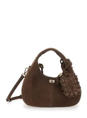 GANNI Suede Handbag With Removable Shoulder Strap