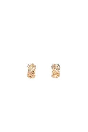 Bottega Veneta Gold Tone Twisted Hoop Earrings
