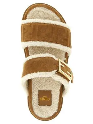 Fendi Feel" Sheepskin Sandals With Ff Motif
