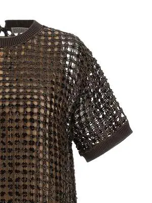 Brunello Cucinelli Sequin Mesh Mini Dress