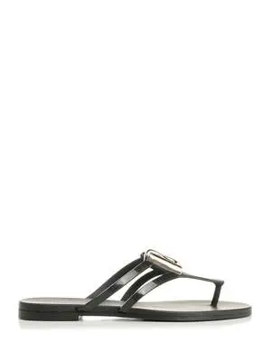 Dolce & Gabbana Rubber Flip-flops With Metal Logo - Black