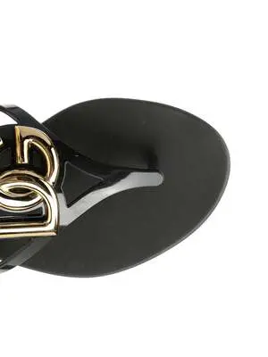 Dolce & Gabbana Rubber Flip-flops With Metal Logo - Black