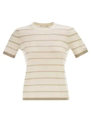 Max Mara Cashmere And Silk Knit Jumper With Embroidered Logo - Multicolor