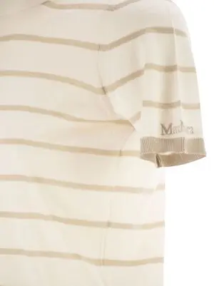 Max Mara Cashmere And Silk Knit Jumper With Embroidered Logo - Multicolor