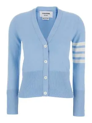 Thom Browne V-neck Cardigan With 4-bar Logo Detail - Multicolor