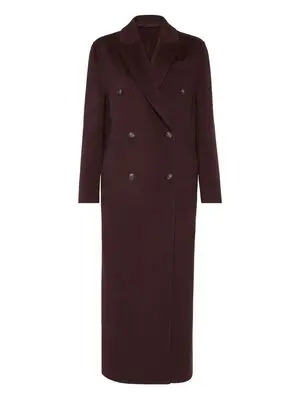 Brunello Cucinelli Hand-crafted Cashmere Double Beaver Cloth Coat With Monili - Red