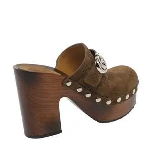Gucci Double G Suede Platform Clogs