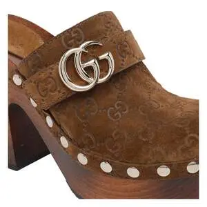 Gucci Double G Suede Platform Clogs