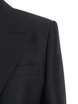 Dolce & Gabbana Black Double-breasted Jacket With Peak Lapels In Wool And Silk - Multicolor