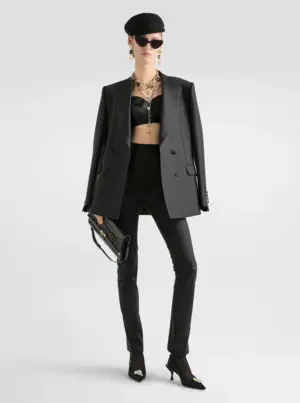Dolce & Gabbana Black Double-breasted Jacket With Peak Lapels In Wool And Silk - Multicolor