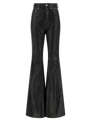 Rick Owens Bolan Bootcut Leather Trousers - Black
