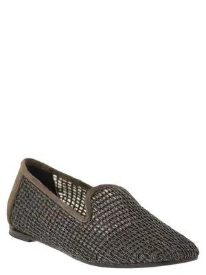 Brunello Cucinelli Suede Flats With Precious Net Embroidery