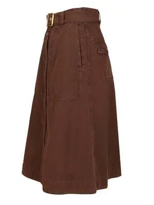 Moncler Cotton Midi Skirt With Belt - Multicolor