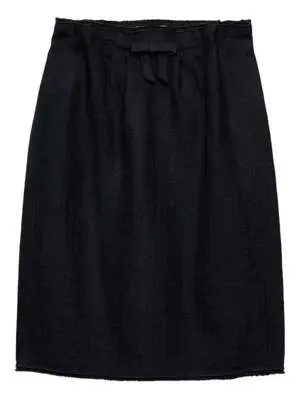 Prada Chevron Wool Midi Skirt - Blue