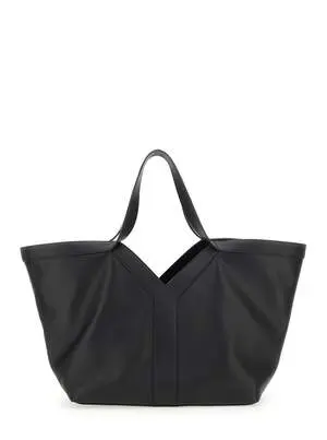 Saint Laurent Leather Shoulder Bag With Hook Closure - Black