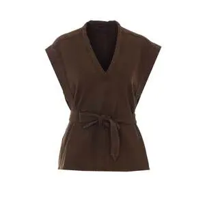 LEMAIRE Chasuble In Denim With Bow Detail - Brown