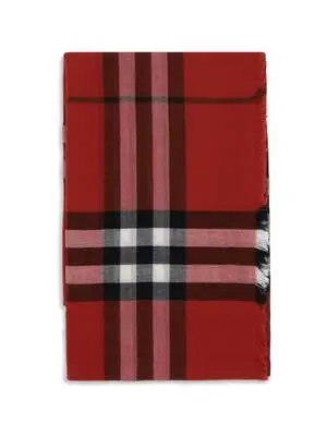 Burberry Wool Check Wide Scarf - Red