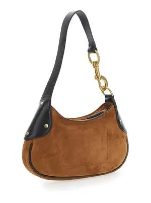 Mulberry Hackney Shoulder Bag In Brown Suede With Embossed Logo - Multicolor