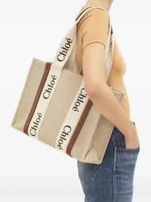 Chloé Woody Linen Tote Bag - Multicolor